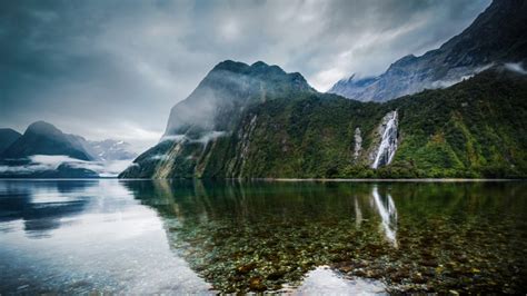 4K Waterfall New Zealand 4K Mountains Water Landscape Reflection
