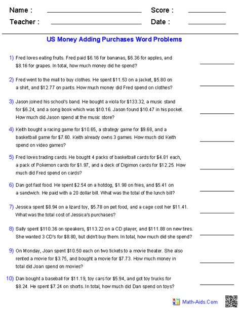 6Th Grade Word Problems Worksheets