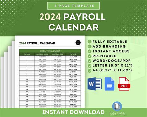 2024 Payroll Calendar Biweekly Weekly Semi Monthly Monthly Payroll