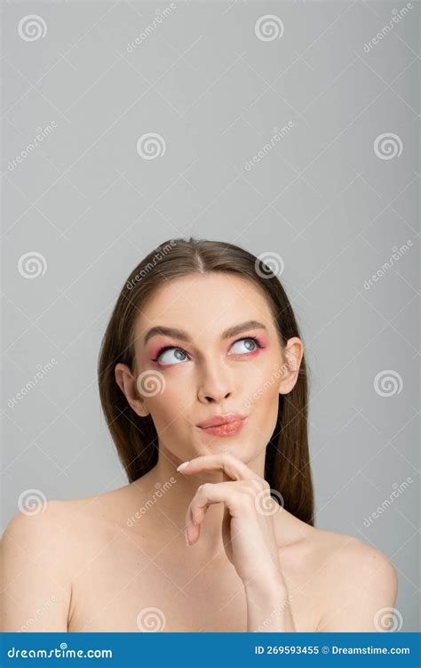 Dreamy Woman With Bright Visage And Stock Image Image Of Makeup