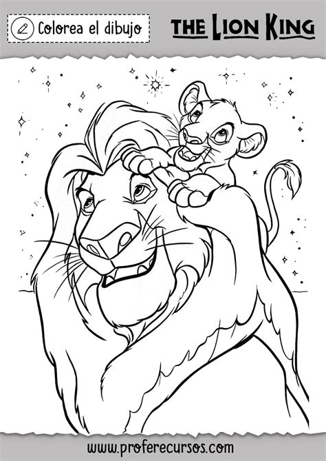 Dibujo Mufasa Y Simba Para Colorear