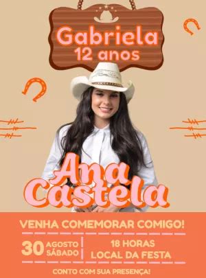 Invitación de cumpleaños de Boiadeira Ana Castela Un increíble editor