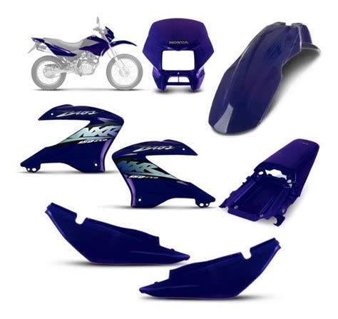 Kit Plástico Carenagem Honda Bros 150 Azul 2003 Esd Adesivo Pro tork