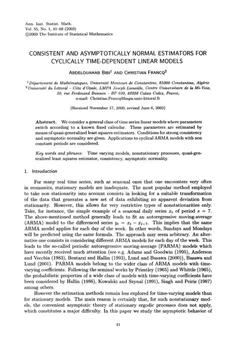 pdf consistent and asymptotically normal estimators for time dependent linear models