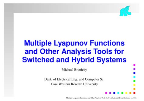 multiple lyapunov functions and other analysis tools for switched