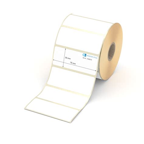etiketten shop Etikett 75 x 30 mm Thermopapier weiß permanent