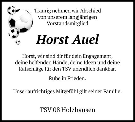 Traueranzeigen Von Horst Auel Trauer Hna De