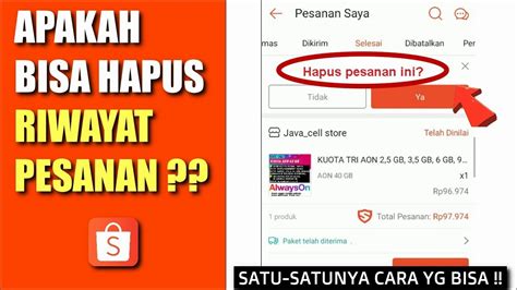 CARA HAPUS RIWAYAT PEMBELIAN DI SHOPEE SATU SATUNYA CARA YouTube