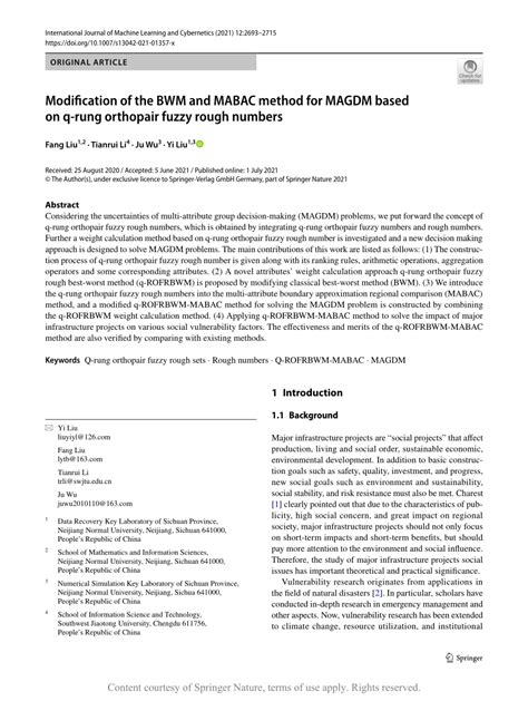 modification of the bwm and mabac method for magdm based on q rung orthopair fuzzy rough numbers