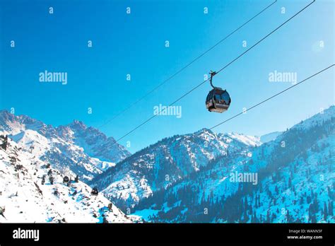 Almaty Kazakhstan March 2 2014 Ski Lift Gondola Lift Cable Car