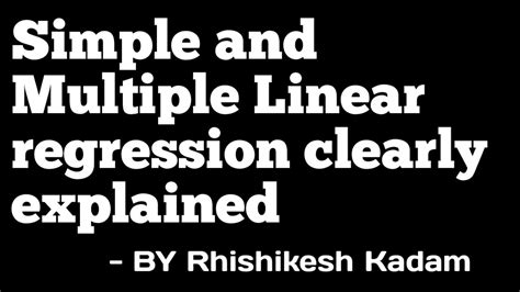 simple and multiple linear regression part 1 youtube