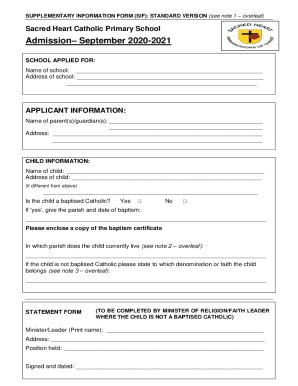 Fillable Online Fillable Online SUPPLEMENTARY INFORMATION FORM SIF