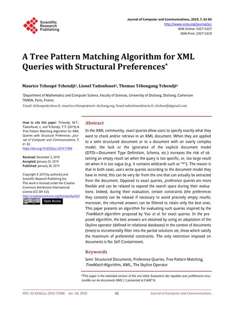 pdf a tree pattern matching algorithm for xml queries with structural preferences