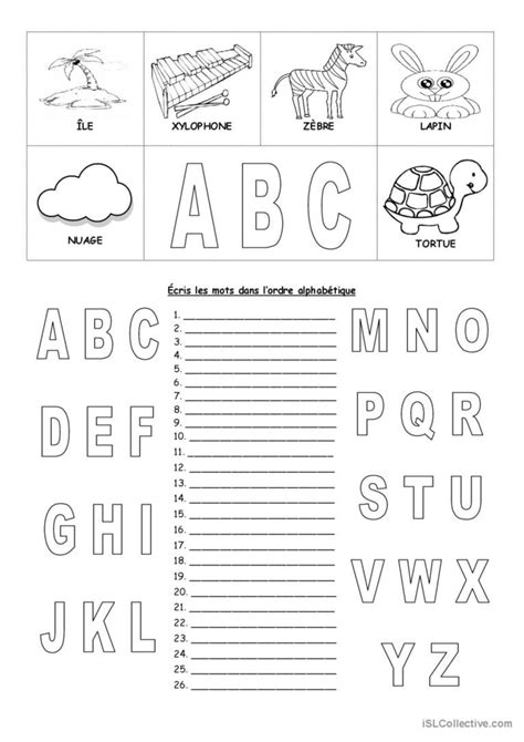 L ALPHABET ILLUSTRÉ dictionnaire vis Français FLE fiches pedagogiques