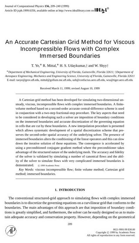 pdf an accurate cartesian grid method for viscous incompressible flows with complex immersed