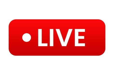 Icono de transmisión en vivo de youtube rojo y negro Vector Premium