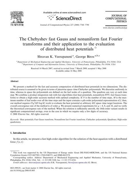 pdf the chebyshev fast gauss and nonuniform fast fourier transforms and their application to