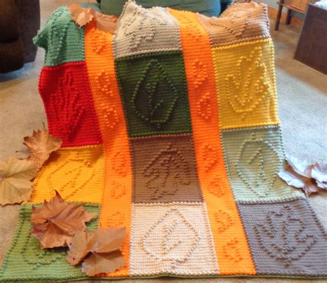 Pattern Crochet Blanket Autumn Leaves Etsy