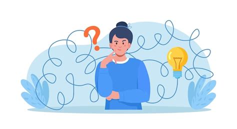 Premium Vector Confused Woman Thinking About Idea Finding Solutions