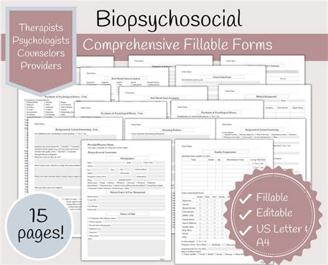 Comprehensive Biopsychosocial Assessment Forms Fillable For Easy Note