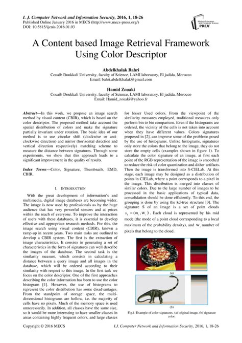 a content based image retrieval framework using color descriptor ijcnis