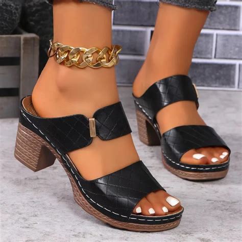 Sandalias Antideslizantes De Ra Z Cuadrada Para Mujer Chanclas Simples
