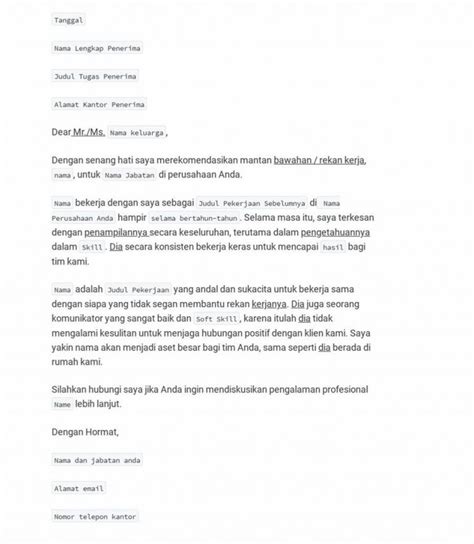Contoh Surat Rekomendasi Kerja Beasiswa Dan Organisasi