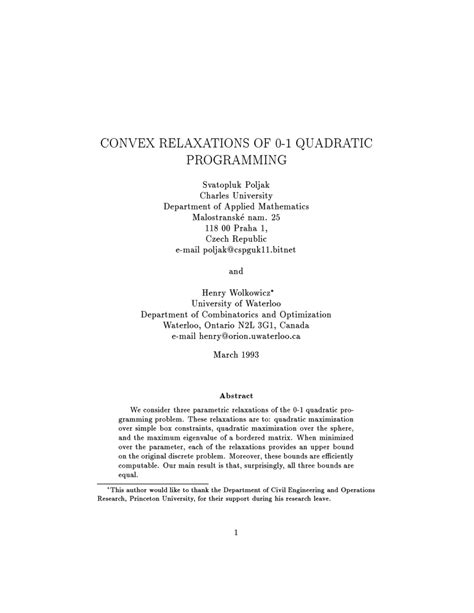 pdf convex relaxations of 0 1 quadratic programming