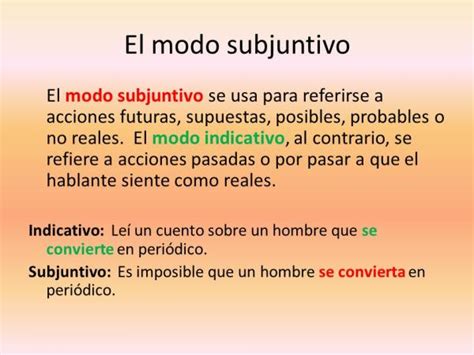 Qu Es El Modo Subjuntivo Con Ejemplos