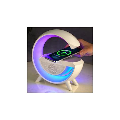 Velador Lampara G Parlante Bluetooth Con Luz Led Rgb Cargador QI