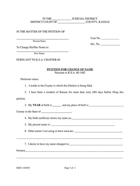 Ks Petition Name Form Printable Fill Online Printable Fillable