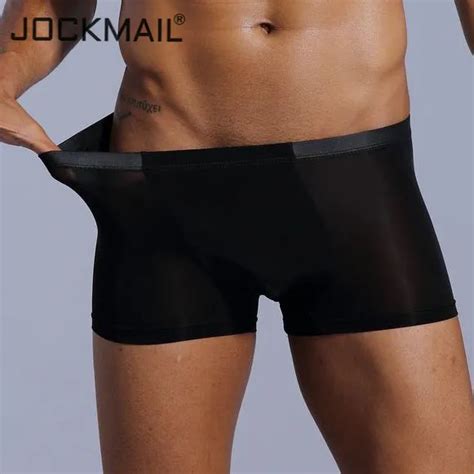 JOCKMAIL Sexy Mens Transparent Underwear Boxer Shorts Mens Trunks Ice