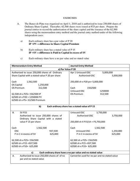 Chap 8 Formation Of Corporation Exercises EXERCISES A The Banco De