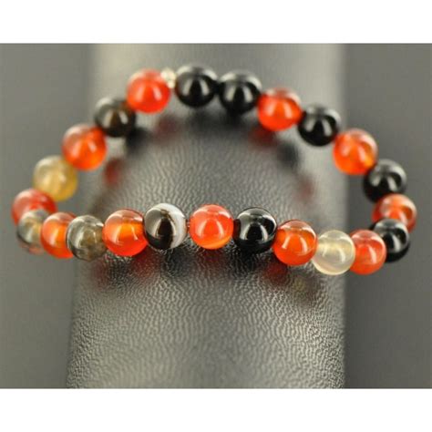 Bracelet Perle Cornaline Onyx Noir Bracelets En Pierre Naturelle