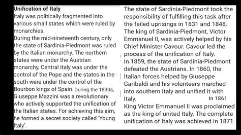 The Unification Of Italy Class 10 By R K YouTube