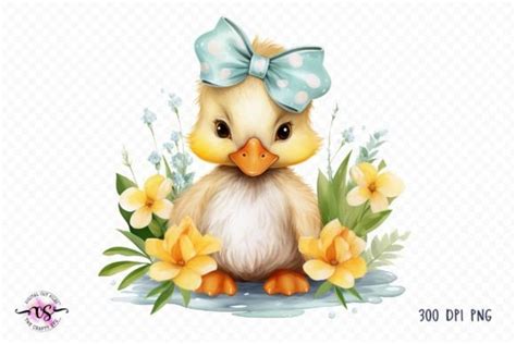 Watercolor Cute Ducks Clipart Graphic By CraftySvg Creative Fabrica