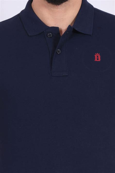 Plain Cotton Navy Blue Polo T Shirt For Men BlueAura Apparels