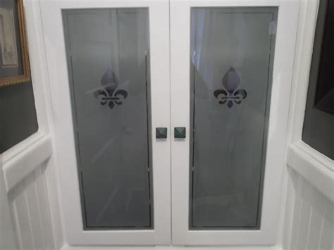 Cabinet Doors Inserts Beveled Stained Glass Etched Art Glass