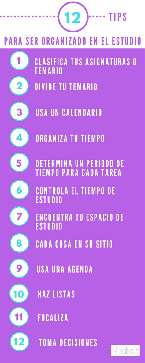 Los 12 Tips Para Ser Organizado En El Estudio Nisabelt Consejos Para