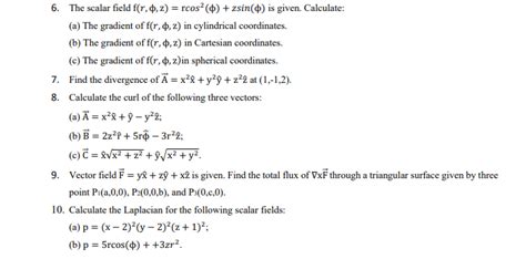 solved 6 the scalar field f r z rcos 0 zsin is