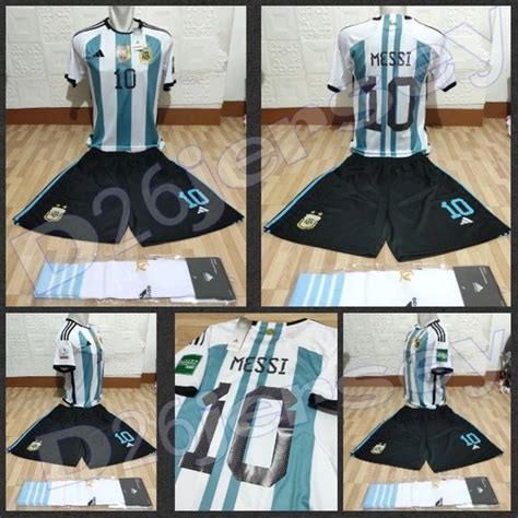 Jual Jersey Argentina Home Piala Dunia 2022 Fullset KIT Cetak Nama