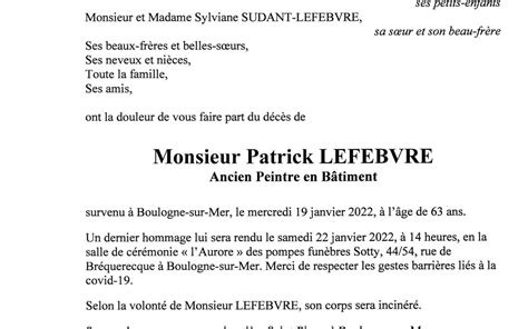 Monsieur Patrick LEFEBVRE Pompes Funèbres Toupet Sotty