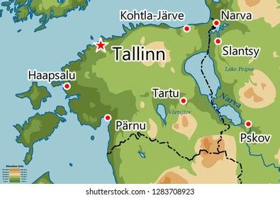 Estonia Physical Map vector de stock libre de regalías 1283708923