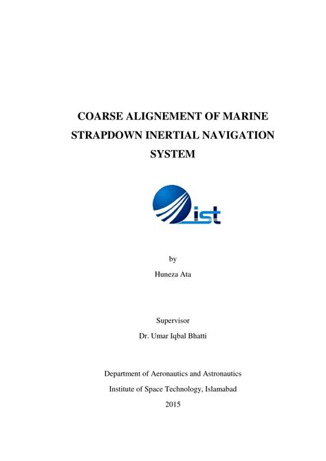 pdf coarse alignement of marine strapdown inertial navigation system