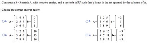 solved construct a 3 times 3 matrix a with nonzero entries
