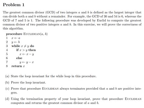 solved problem 1 the greatest common divisor gcd of two