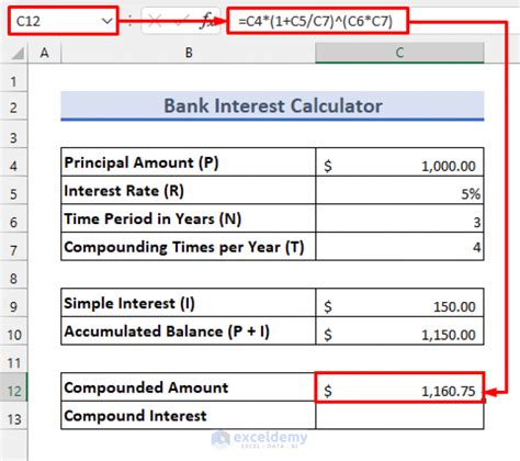 bank interest calculator in excel sheet download free template