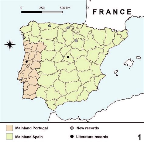 Map Of The Iberian Peninsula Showing The New And Previouly Known