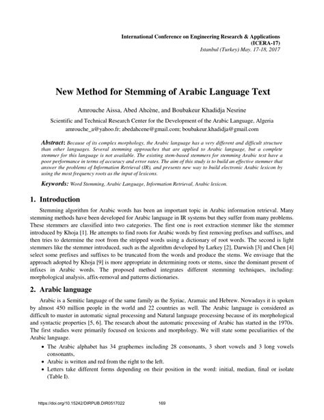 pdf new method for stemming of arabic language text