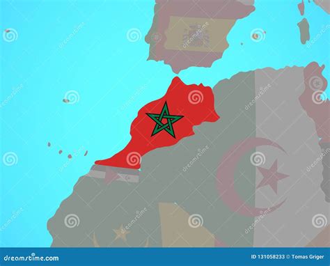 Morocco With Flag On Map Stock Illustration Illustration Of Flag